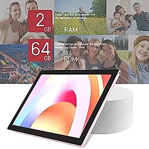 Tablets 10 inch Tablet Android, 64GB ROM & 512GB Expand, 2+8MP Dual Camera, WiFi, Bluetooth, 1280x800 IPS Touch Screen Computer Tablet PC, 6000mAh Battery, Google GMS Certified Tablet, Pink