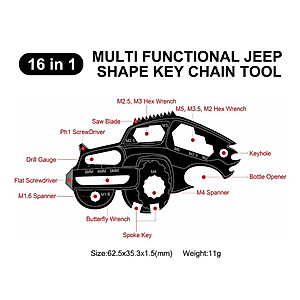 16 in 1 Multi Functional Key Chain Tool - Multitool Bottle Box Opener Tactical Keychain Useful Cool Keychains Car Accessories Men - All in One Tools Multitool - Best Function Survival Gear