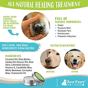 Raw Paws Nose & Paw Balm, 4-oz - Dog Nose Balm & Cat Nose Relief - Essential Frenchie, English Bulldog Accessories - Snout Soother for Dogs & Cats - Dog Nose Butter Dogs Need - Nose Balm Natural