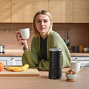 Milk Frother, Delvit Electric Milk Steamer 4 in 1 Foam Maker for Hot and Cold Milk Froth, Frother for Coffee, Latte, Cappuccino, Milk Warmer Heater, Non-Stick Interior