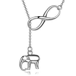 Annamate Elephant Gifts for Women, 925 Sterling Silver Infinity Elephant Pendant Necklace Jewelry For Women