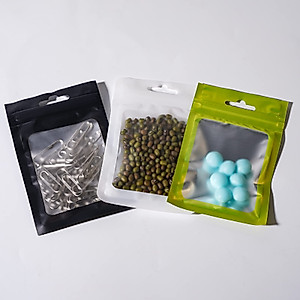 Auhafaly 200 Pieces Mylar Zip Lock Bags Aluminum Foil Bags, Flat Metallic Mylar Foil Flat ZipLock Food Storage Bags Pouch 7.5 x 12 cm/ 3 x 4.7 Inch (White)