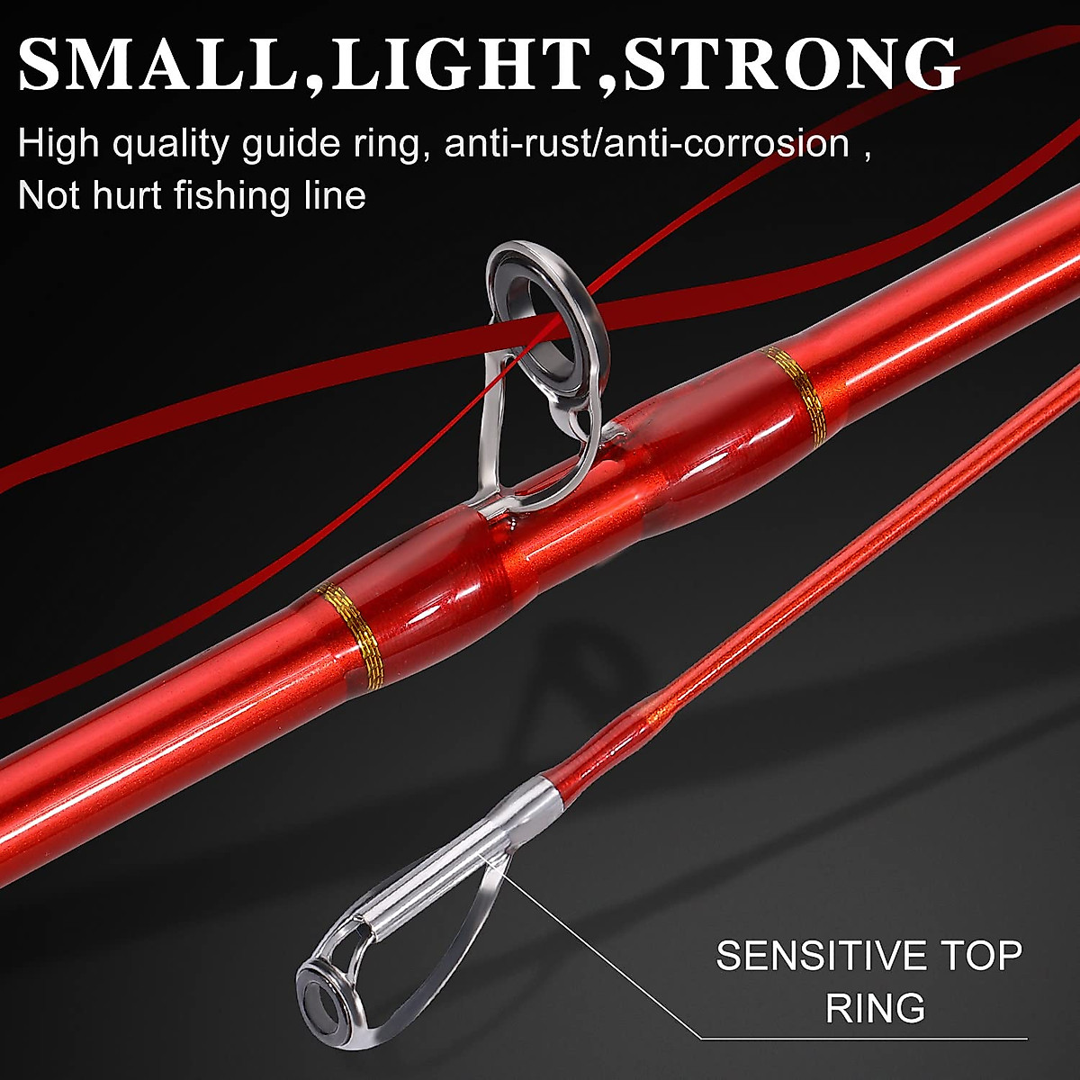 Sougayilang Fishing Rod Two Pieces,Sensitive Graphite Casting Pole with Stainless Guide Rings and Comfortable Handle for Travel Saltwater Freshwater