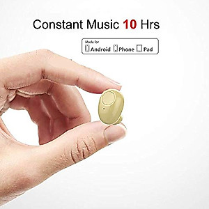 NVAHVA Single Bluetooth Earpiece10 Hrs Playtime,Wireless Headphone, Mini Bluetooth Headset Hands-Free Car Earphone,Cell Phone Bluetooth Earbud for iOS Android Smart Phones PC TV Audiobook (Beige)