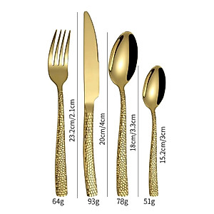 ELiTA ESSENTIALS Luxury 24 Pieces Flatware Set, Hammered Cutlery Set, Premium 304 Stainless Steel Silverware, Knives Forks Spoons, Cutlery Set, Utensils, Tableware Set, Serving 6 (Gold)