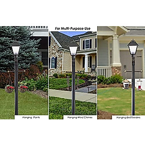 Solus SCA-335BK 15" Aluminum Cross Arm Ladder Rest for Outdoor Lamp Posts and Poles, Easy to Mount, Maintenance Free and Weather Resistant, Black Bar with Gold Caps