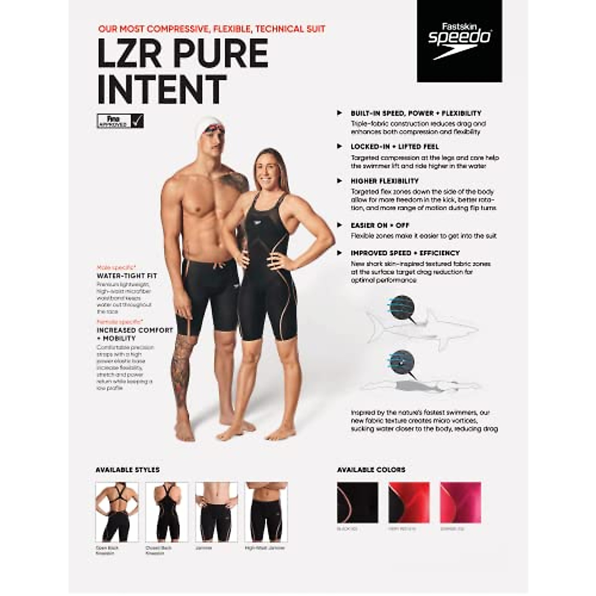 Speedo Women's Fastskin LZR Pure Intent Closed Back Kneeskin Black/Rose Gold 26