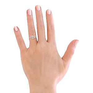 Savlano 18K White Gold Plated Round Cut Cubic Zirconia Vertical Cross in Heart Band Ring Women Religious Ring (6)