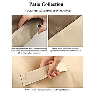 High Back Patio Chair Covers Waterproof Heavy Duty Stackable Outdoor Bar Stool Cover Beige Patio Furniture Covers Outside Lounge Deep Seat Covers, Lawn Chair Covers, High Back, Beige and Brown, 1 Pack