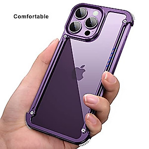OATSBASF Aluminum Bumper Case Compatible with iPhone 14 Pro Max, Minimalist Style Bumpers Case for iPhone 14 Pro Max 6.7-inch (Purple)