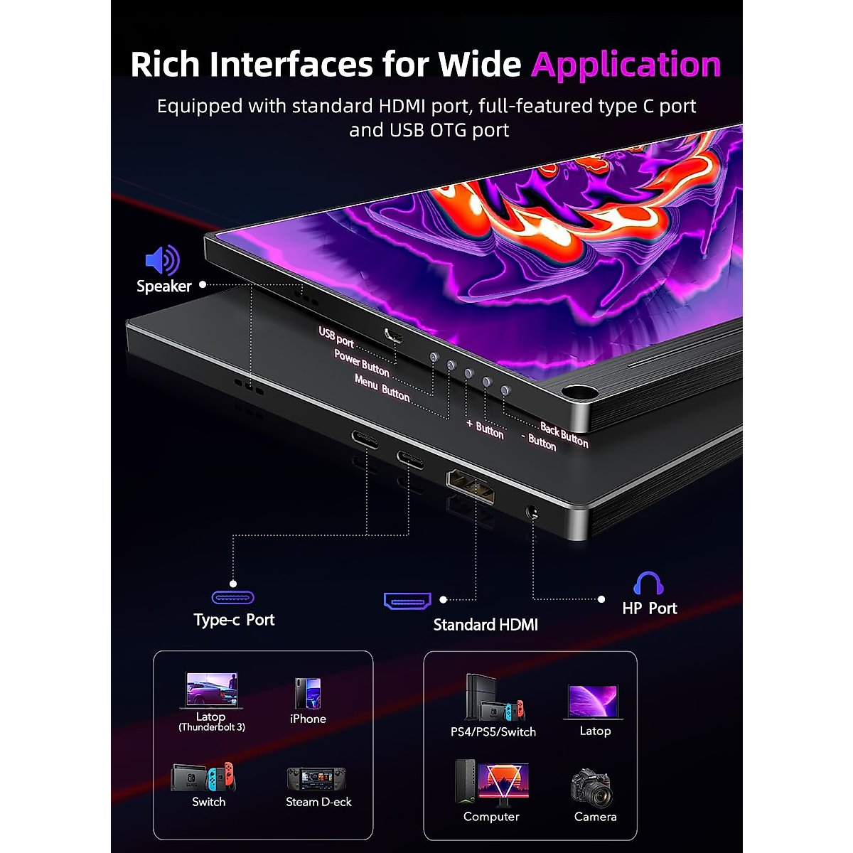 UPERFECT Truely 4K Computer Monitor, 15.6" UHD FreeSync 100% AdobeRGB 450 Nits Brightness HDR IPS Speaker Eye Care Game Display 2 Type-C Full HDMI for Laptop Phone, VESA & Smart Case