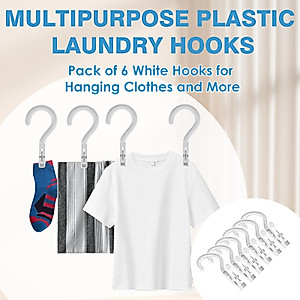 6Pcs Laundry Hooks Boot Hangers - Portable White Plastic Clothes Pins Hanger Clips for Drying Clothes - Versatile Hooks for Laundry, Boots, and More