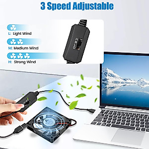 GDSTIME USB Connector 80mm x 80mm x 15mm DC 5V Power 3 Inch Brushless Cooling Fan