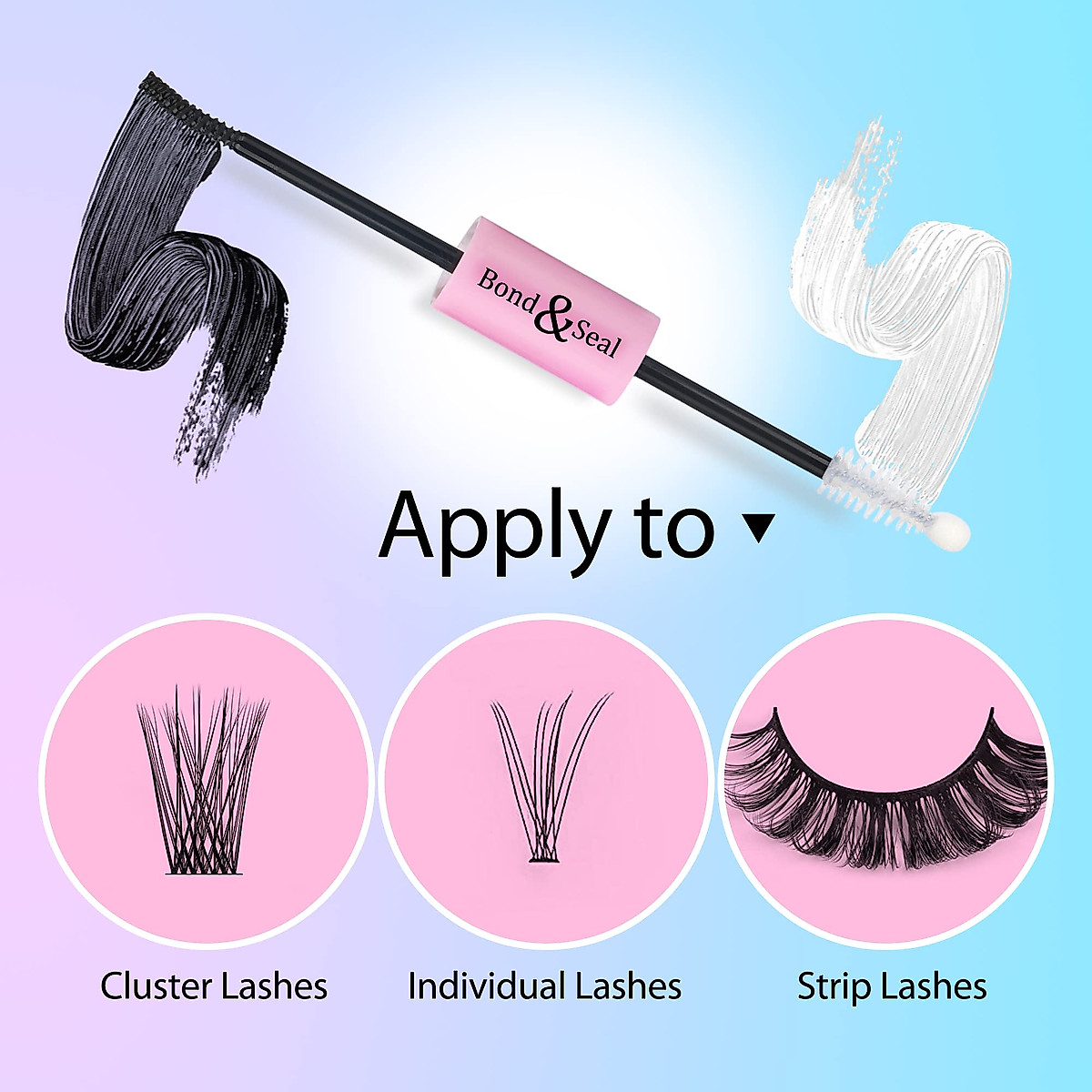 JIMIRE Bond and Seal Lash Glue for Lash Clusters DIY Eyelash Clusters Strong Hold Eyelash Adhesive 10ml 2 in 1 Waterproof Lash Glue for DIY Eyelash Extensions at Home