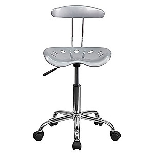Flash Furniture Elliott Vibrant Silver and Chrome Swivel Task Office Chair with Tractor Seat