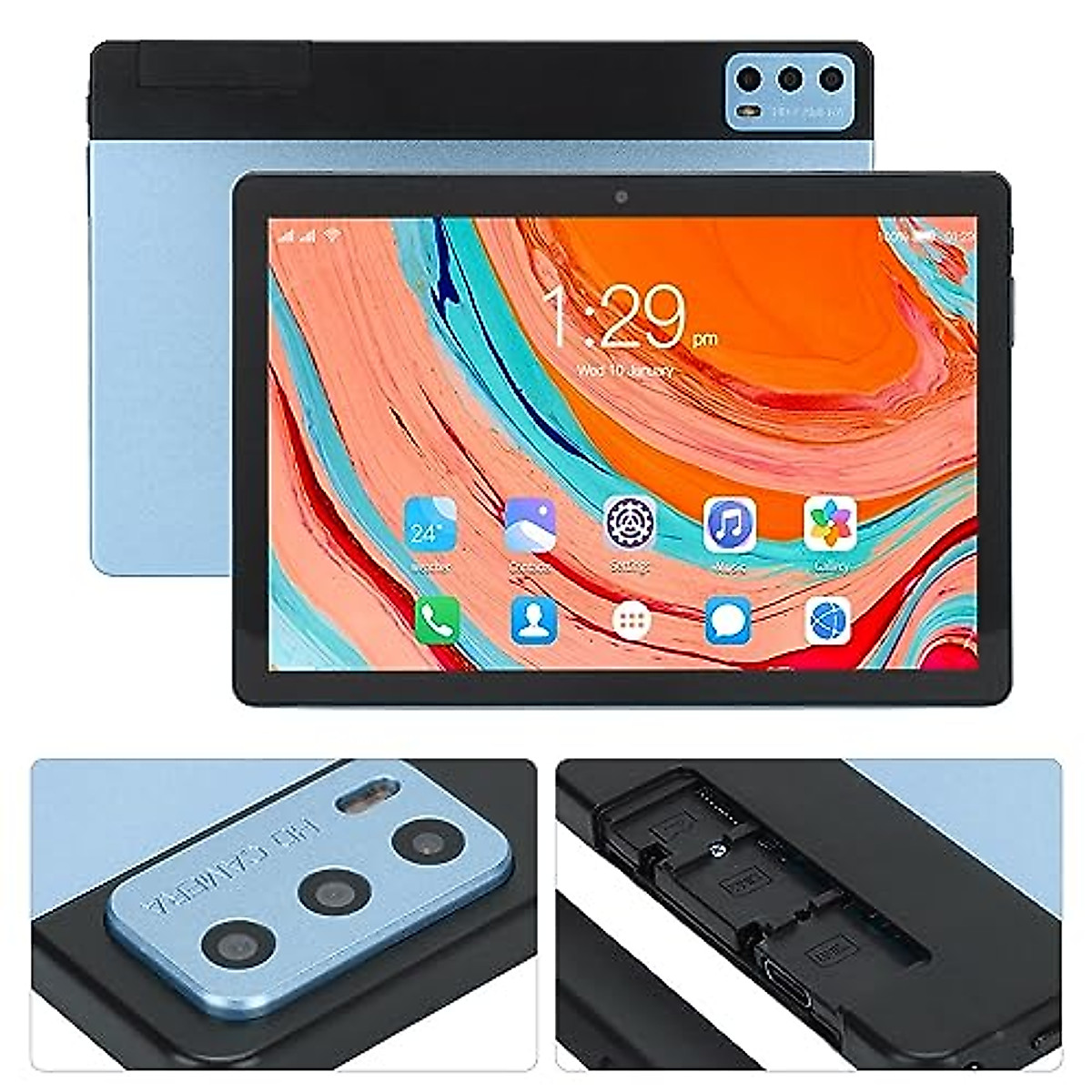 DAUZ Office Tablet, 5G WiFi 4G LTE Aluminium Alloy 10.1 Inch FHD Business Tablet for Production (US Plug)