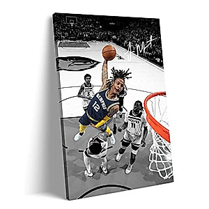 Ja Morant Poster Canvas Wall Art Basketball Posters Interior Room Bedroom Office Wall Decor (16x24inch-No Frame,A)