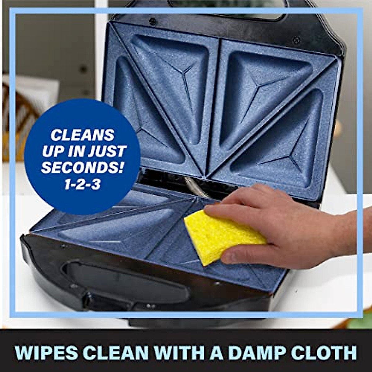 Granitestone Sandwich Maker, Panini Press Sandwich Maker with Nonstick Surface Breakfast Sandwich Maker Makes 2 Sandwiches in Minutes with Easy Cut Edges, Indicator Light, College Dorm Room Essentials