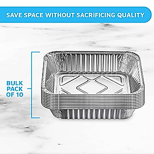 MontoPack Aluminum Foil Pans Half Size Roasting Chafing Pan | Bulk 10 Pack of 9x13 Tins for Cooking, Baking & Catering | Heavy Duty Disposable Cookware Steam Table Trays for Buffet & Food Prepping