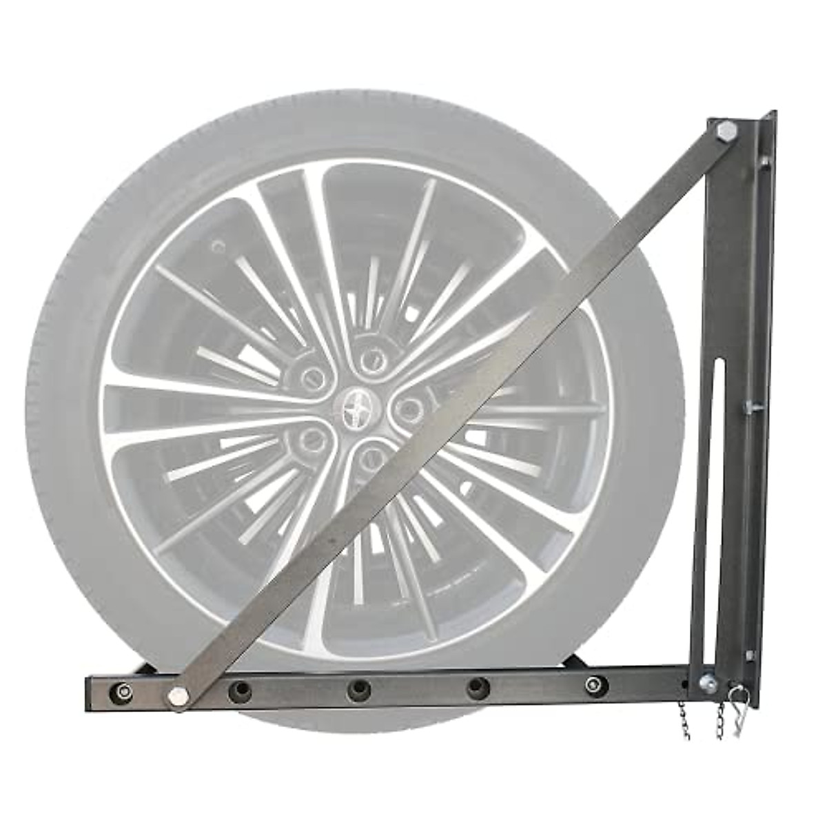MaxxHaul 70489 Adjustable Wall Mount Folding Tire Storage Adjust From 32 to 48 inches Wide Up To 300 lbs Capacity.