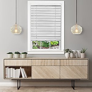 Cordless Room Darkening Venetian Blind - 35 Inch Width, 64 Inch Length, 2" Vinyl Slat Size - White - GII Luna Light Filtering Horizontal Mini Windows Blinds for Interior by Achim Home Decor