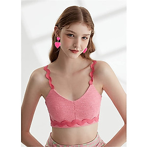 Unique Lightweight Double Heart Dangle Earrings Simple Personalized Love Hearts Dangling Earrings For Women Gifts Valentine's Day (Pink Heart Dangle Earrings)