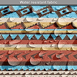 Lunarable Tribal Fabric by The Yard, Pattern Chevrons Arrow Heads Rectangles Motifs Design, Decorative Fabric for Upholstery and Home Accents, 1 Yard, Blue Orange