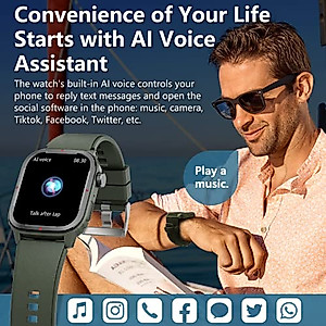 Military Smart Watches for Men(Answer/Make Calls), 1.91'' Fitness Tracker Watch 123 Sport Modes Outdoor Sport Watch with Heart Rate Blood Oxygen Sleep Monitor Steps Calories for Android and ios Phone