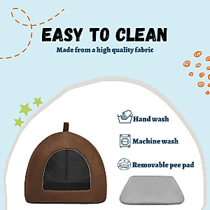 Tierecare Guinea Pig Hideout Washable Small Animal Bed Cozy House Hideaway Hide Hut for Dwarf Rabbit Chinchilla Hedgehog Ferret Cage Accessories