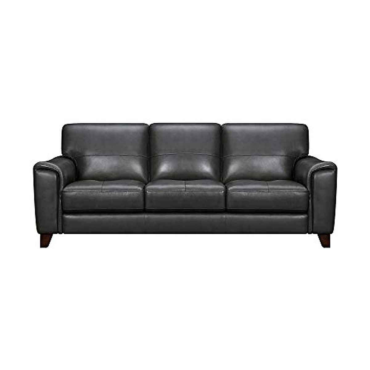 Armen Living Bergen 87" Leather Square Arm Sofa, Pewter
