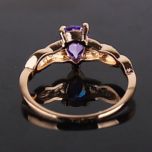 Promsup Sz5-9/J-R Amethyst Purple Gemstone Pear Cut Yellow Gold Filled Women Lady Rings (7)