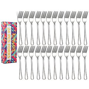 24 Pieces forks silverware, Food Grade Stainless Steel Forks Silverware, Metal Forks Set for Home Kitchen Restaurant, Cutlery Flatware Forks, Mirror Polished & Dishwasher Safe - 8 Inch