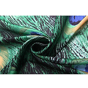 NaSoPerfect Silk Feeling Scarf Large Headscarf Fashion Peacock Pattern Hair Wraps Soft Neck Scarves for Women 70" x 35"