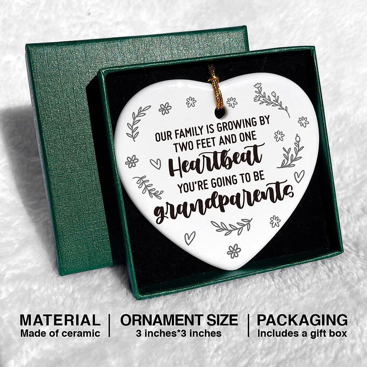 New Grandparents Ornaments Keepsake Gifts from Newborn Baby, Pregnancy Announcement Plaque Sign Gifts for First Time Grandparents, Grandma Grandpa to Be, Promoted to Grandmother Grandfather Gifts