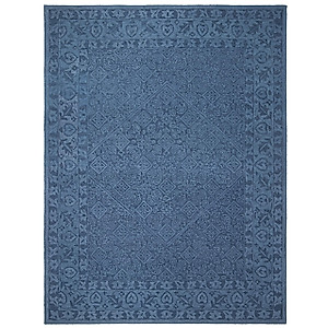 SAFAVIEH Dip Dye Collection Area Rug - 8' x 10', Navy Blue, Handmade Wool, Ideal for High Traffic Areas in Living Room, Bedroom (DDY151N)