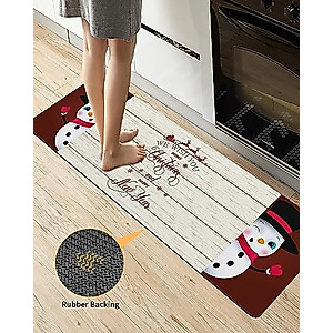 Christmas Bath Mat for Tub,Non Slip Bathroom Floor Runner Rug Quick Dry & Absorbent Diatomaceous Earth Shower Sink Kitchen Washable Doormat,Xmas Snowman Winter Snowflake Santa Reindeer Red 16"x47"