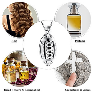 Oinsi American Football Cremation Locket Necklace For Ashes Of Loved Ones Stainless Steel Memorial Urn Jewelry Women Men Keepsake Fashion Necklace (Silver With Black)