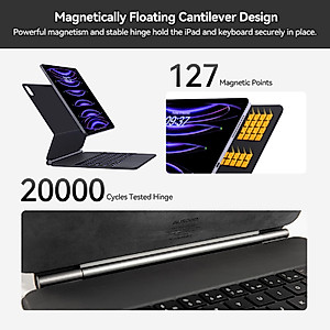 AUSDOM Magic-Style Keyboard Case for 2024 iPad Air 13(M2) and iPad Pro 12.9 (6th/5th/4th/3rd Gen), Magnetic Floating Wireless Backlit Rechargeable Bluetooth Keyboard with Multi-Touch Trackpad, Black