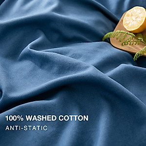 UlikTree Navy Duvet Cover Full Size - Soft Microfiber 3 Pieces Bedding Sets with 2 Pillow Sham, Breathable Comforter Cover with Zipper Closure & Corner Ties (Navy Blue, Full Size)