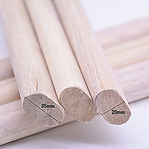 Btibpse Wooden Oval Closet Rod Polished Wood Wardrobe Closet Rod with End Supports (50 cm)