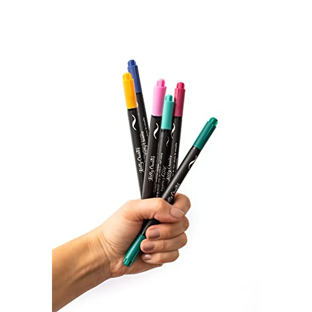 Kelly Creates Dual Tip Brush Pens, 10 Pack, American Crafts, Fine Tip, Large Tip, Lettering, Calligraphy, Coloring, Drawing, Multicolor, Brush Markers