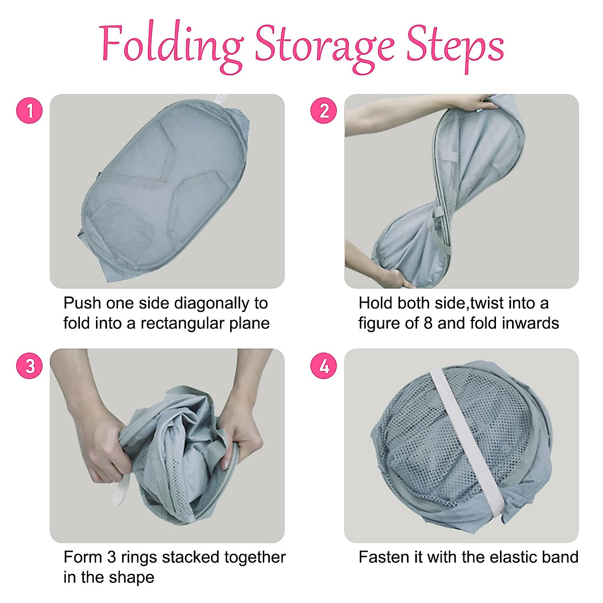 Hotipine 2PCS Mesh Laundry Hamper,Collapsible Laundry Baskets,75L Large Foldable Dirty Laundry Clothes Hamper Storage Basket Horizontal with Side Pocket&carry Handle for Home Travel grey Emerald