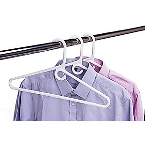 Quality White Hangers 10-Pack - Super Heavy Duty Plastic Clothes Hanger Multipack - 17 inch Thick Strong Standard Closet Clothing Hangers with Hook for Scarves and Belts Coat Hangers (White, 10)