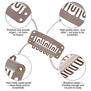 WILLBOND 100 Pcs 32mm Hair Extension Clips 6 Teeth Wig Clips to Secure Wig Small Clips with Soft Rubber Metal Snap Wig Accessories for Women Men, 4 Colors(Multicolor)