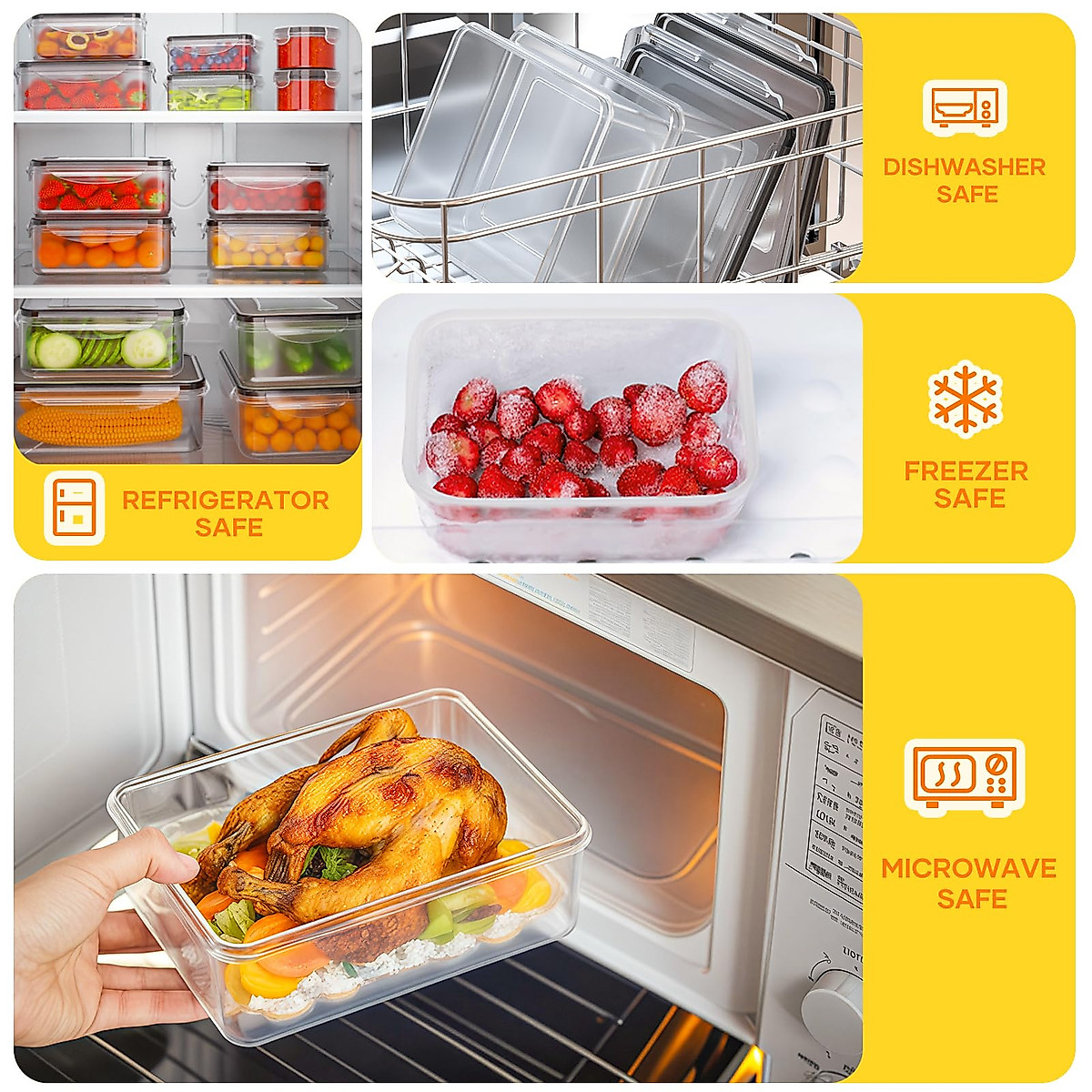 52 PCS Food Storage Containers with Lids Airtight (26 Lids & 26 Containers)- Reusable Plastic Leakproof Meal-Prep Container for Kitchen Storage Organization Microwave/Dishwasher Safe with Labels & Pen