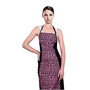 Cricket Water Resistant Slimming Apron Hair Stylist Cover Up for Salon Hairdresser Barbershop Women Hair Stylist Aprons with Pockets, Hot Pink Cheetah Print