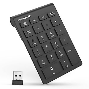 Fosmon 22 Key Numeric Keypad, Wireless USB Adapter 2.4GHz Numpad, Ten Keys Shortcut Function & Hotkey, Up to 33FT Device Distance, Compatible with USB Port Laptop, PC, Desktop, Surface Pro, Notebook