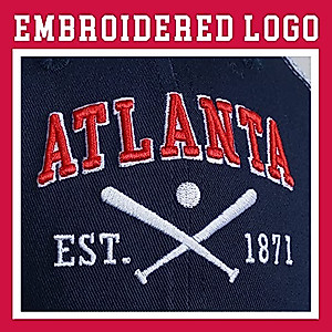 Chsetes Atlanta Hat Women Men Youth Embroidered Baseball Cap Mesh Trucker Hats Adjustable Snapback Hat Navy Blue Apparel Gifts