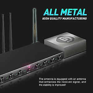 D Debra Audio AU800 Pro UHF 8 Channel Wireless Microphone System with Cordless Handheld Lavalier Headset Mics, Metal Receiver, Ideal for Karaoke Church Party (8 Handheld)