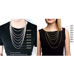 Giorgio Bergamo 925 Sterling Silver Italian 2.5mm Round Box Chain, Solid Rolo Link Rhodium Necklace, (20)